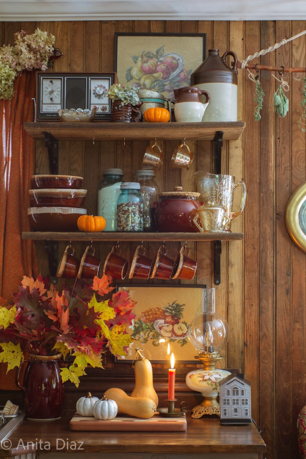 Shelf Styling: How to create seasonal vignettes - Whispering Pines ...
