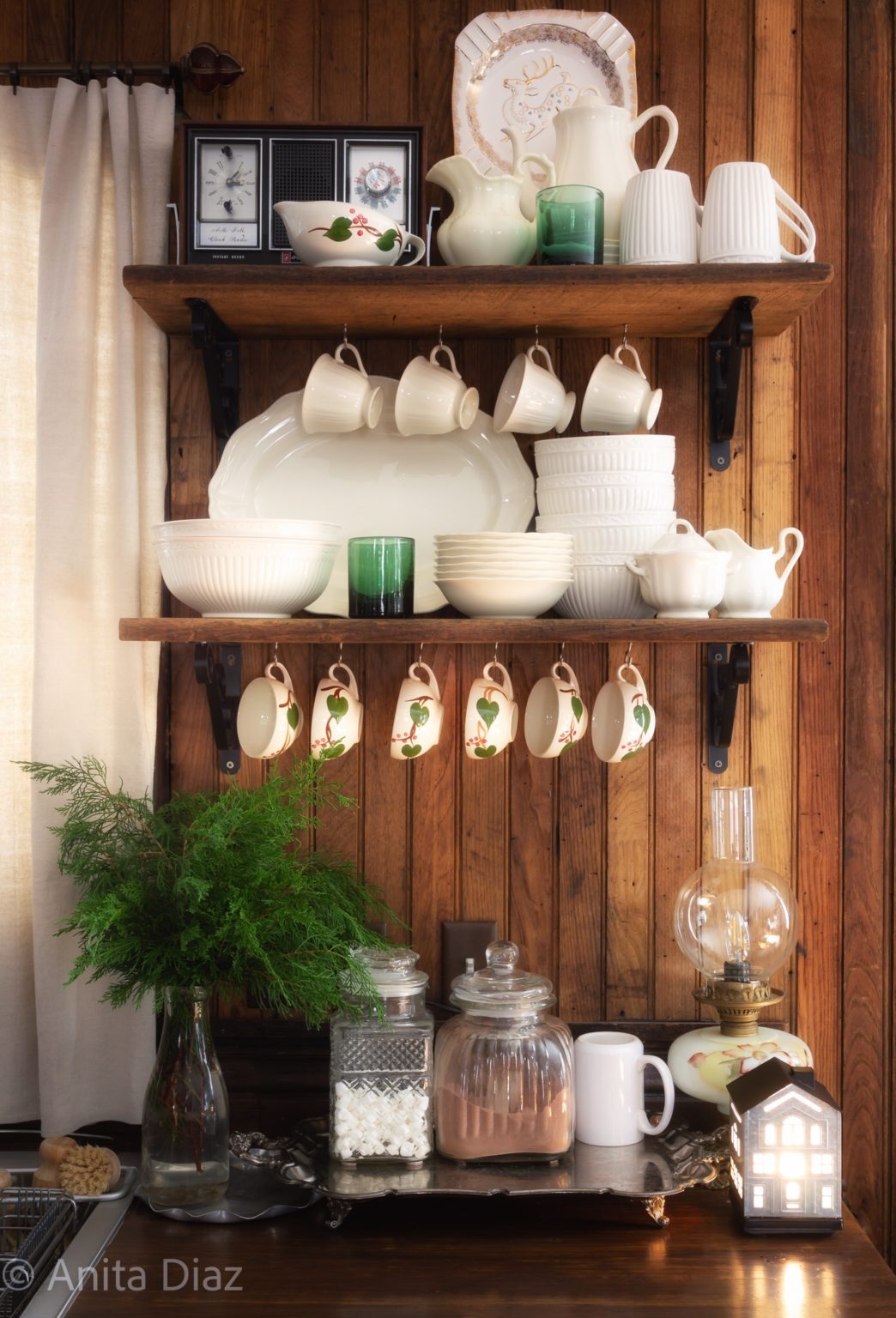 Shelf Styling: How to create seasonal vignettes - Whispering Pines ...